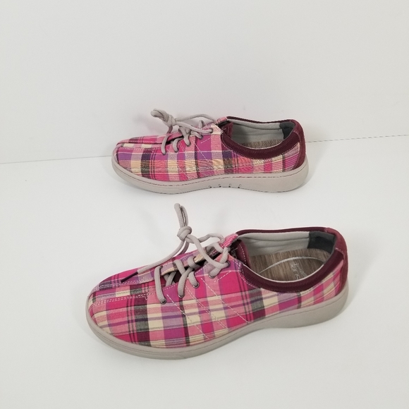 Dansko | Shoes | Dansko Brandi Pink Plaid Lace Up Sneaker Shoes Women ...